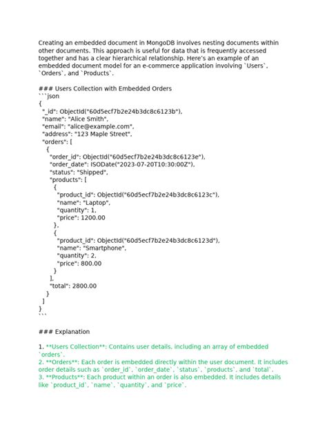 Embedded Document Example In Mongodb Pdf Mongo Db Information Retrieval