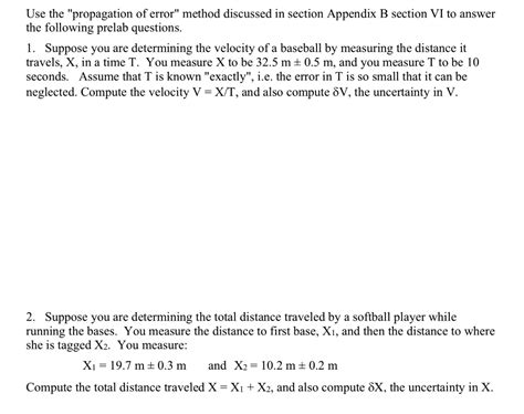 Solved Use The Propagation Of Error Method Discussed In