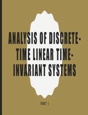Analysis Of Discrete Time Linear Time Invariant Systems Pdf A N A LY S I S O F D I S C R ET E
