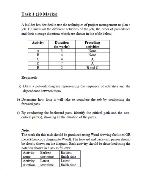 Solved Task 1 20 Marks A Builder Has Decided To Use The