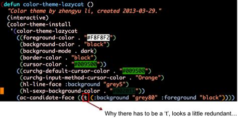 Elisp In Emacs Theme Definition Why Are There Structures Like T Background Black