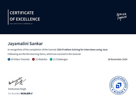 Jayamalini S On Linkedin I Have Completed Dsa Problem Solving For