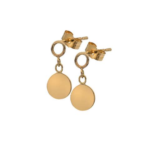 9ct Yellow Gold Disc Drop Earrings