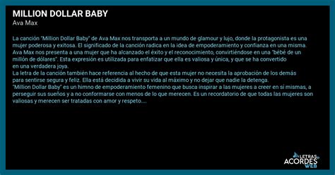 Significado De La Canci N Million Dollar Baby De Ava Max