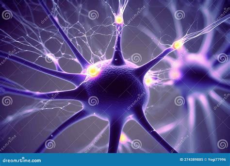 Active Neurons In The Brain Glowing Close View Stock Illustration Illustration Of Neurons