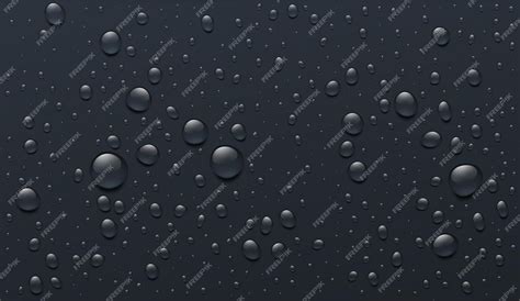 검은 배경 실제 투명 효과에 현실적인 물 방울 벡터 일러스트 레이 션 Eps10 무료 벡터