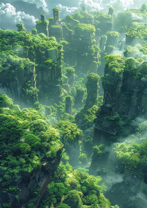 우뚝 솟은 암석과 안개가 경이로움을 불러일으키는 무성한 녹색 풍경 배경 배경 화면 및 일러스트 무료 다운로드 Pngtree