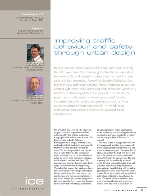 Ben Hamilton Baillie Improving Traffic Behaviour And Safety Through Urban Design Pdf