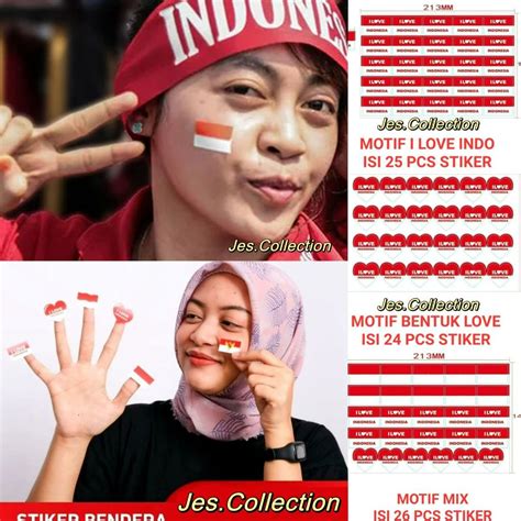Jual Stiker Pipi Merah Putih Isi 25 Pcs Tempelan Pipi Bendera Termurah