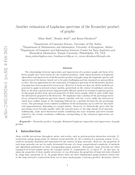 Pdf Estimating Laplacian Spectra Of Kronecker Product Graphs
