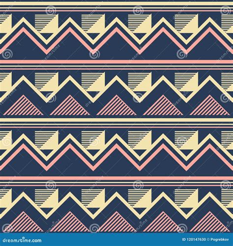 Seamless Pattern With Zigzag Striped Rectangles And Triangles Stock Vector Illustration Of