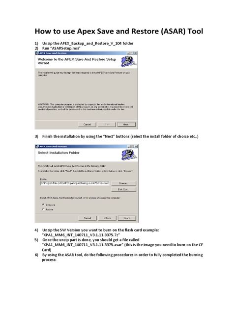 How To Use Apex Save And Restore Tool Pdf