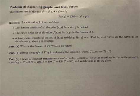Solved Problem Sketching Graphs And Level Curves The Chegg