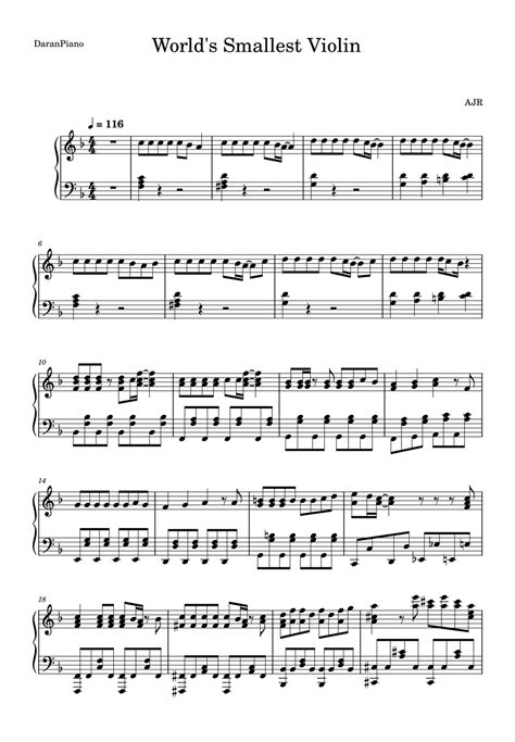 Ajr Worlds Smallest Violin By Daranpiano Sheet