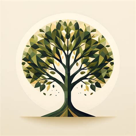 Abstract Geometric Tree With A Circular Canopy And A Rectangular Trunk