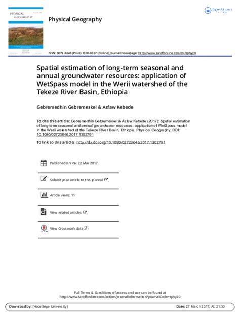 Pdf Spatial Estimation Of Long Term Seasonal And Annual Groundwater