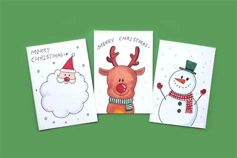 쉽고 귀여운 일러스트로 크리스마스 카드만들기 카드봉투도안 Diy Christmas Cards