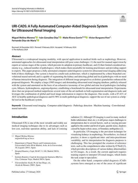 Pdf Uri Cads A Fully Automated Computer Aided Diagnosis System For Ultrasound Renal Imaging