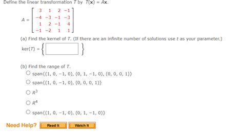 Solved Define The Linear Transformation T By T X Ax Chegg Com