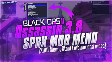 PS Mod Menu Bo Sprx Assassin V NEW UPDATE Spoof IP Pre Game Non Host
