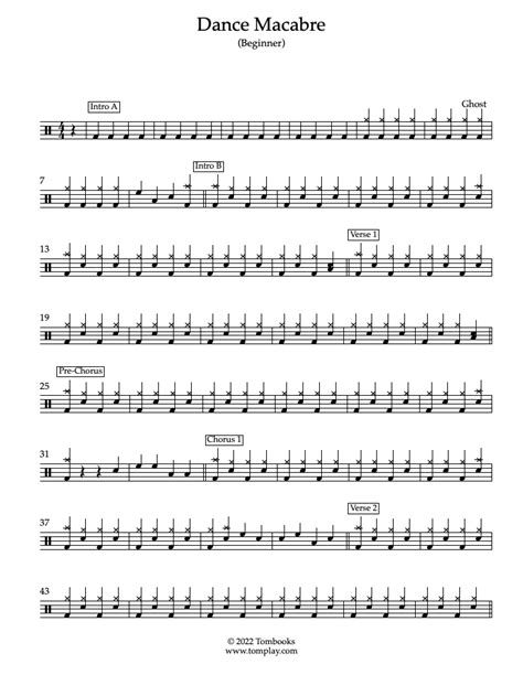 Dance Macabre Beginner Level Ghost Drums Sheet Music