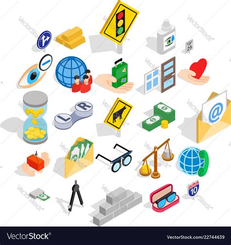 Assistance Icons Set Isometric Style Royalty Free Vector