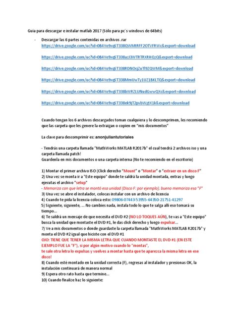 Guía Para Descargar E Instalar Matlab 2017 Pdf Archivo De Computadora Informática