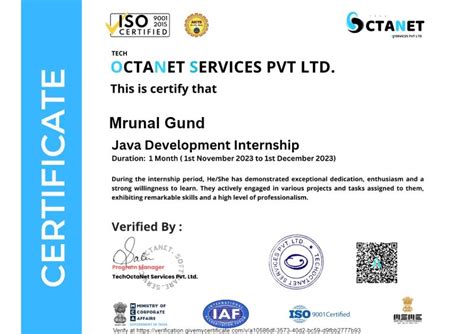 Mrunal Gund On Linkedin Octanet Octanetinternship Javainternship