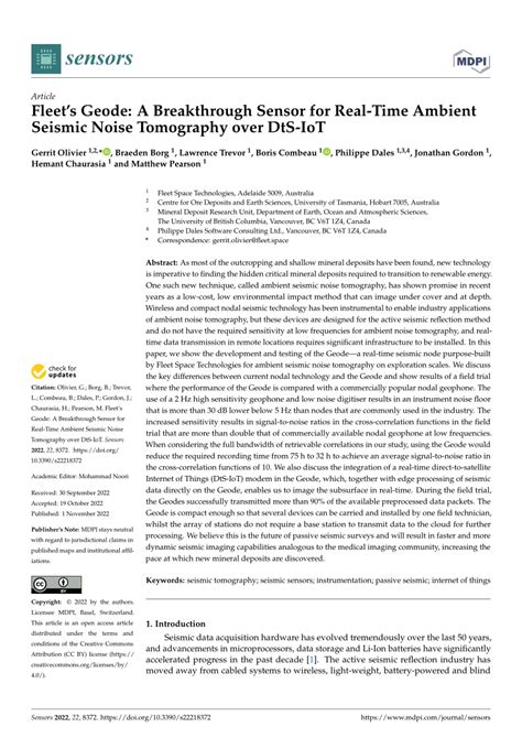 Pdf Fleets Geode A Breakthrough Sensor For Real Time Ambient Seismic Noise Tomography Over