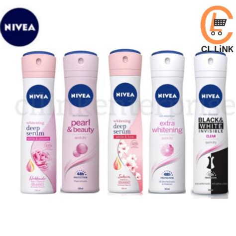 Nivea Deodorant Spray 150ml Black White Clear Extra White Pearl Beuty