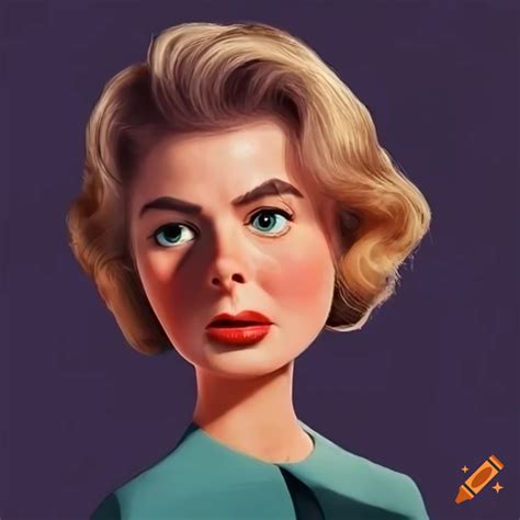 Digital Art Portrait Of Ingrid Bergman In A Pixar Style