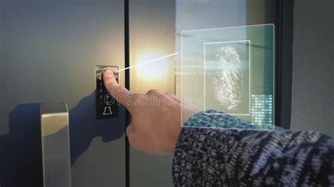 Smart Home Fingerprint Recognition Technology Unlocking Door Concept Stock Photo Image Of