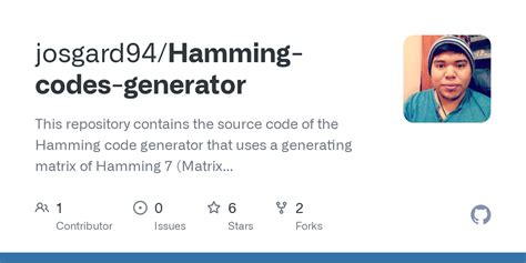 GitHub Josgard Hamming Codes Generator This Repository Contains