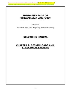 Sample Solution Manual For Structural Analysis 6th SI By Aslam Kassimali Chapter 2 2 Beam