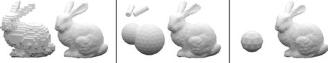 reconstructions of the bunny [37] from three different initialization
