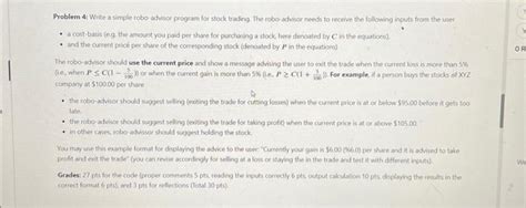 Solved Problem 4 Write A Simple Robo Advisor Program For