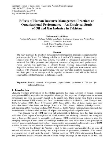 Effects Of Human Resource Management Practices Eurojournals