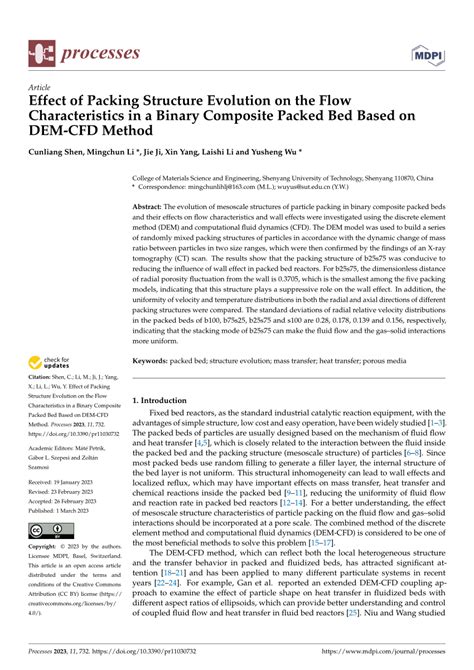 Pdf Effect Of Packing Structure Evolution On The Flow Characteristics