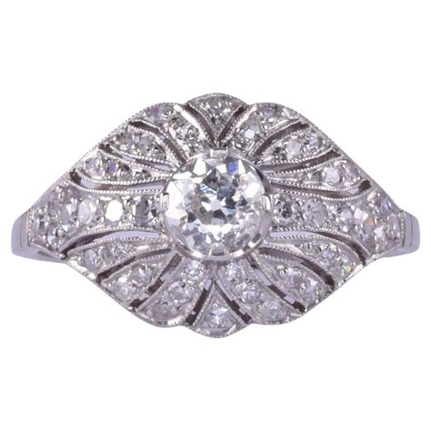 1920s Edwardian Diamond Platinum Filigree Ring At 1stdibs Edwardian