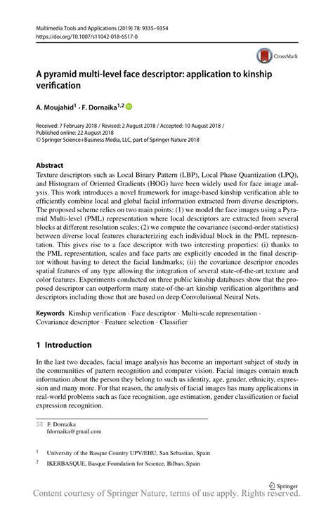 A Pyramid Multi Level Face Descriptor Application To Kinship Verification Request Pdf