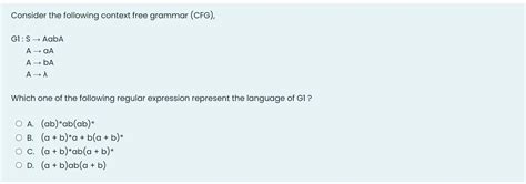 Solved Consider the following grammar G S A S S Σ Chegg