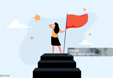 성공 여성 기업가 여성 리더십 또는 도전과 성취 개념 상단에 성공 사업가 여자에 대한 스톡 벡터 아트 및 기타 이미지 여자