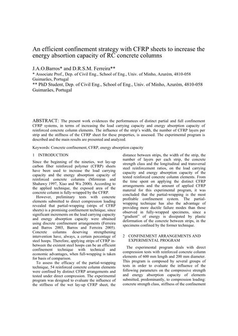 Pdf An Efficient Confinement Strategy With Cfrp Sheets To Increase The Energy Absorption