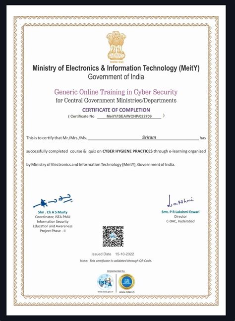 Cyberhygiene Cybersecurity Digitalsecurity Meity Elearning… Sri Ram