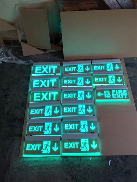 Standard Exit Led Sign Board Shape Rectangle Dimensions 12x6inch At Rs 125 In Chennai