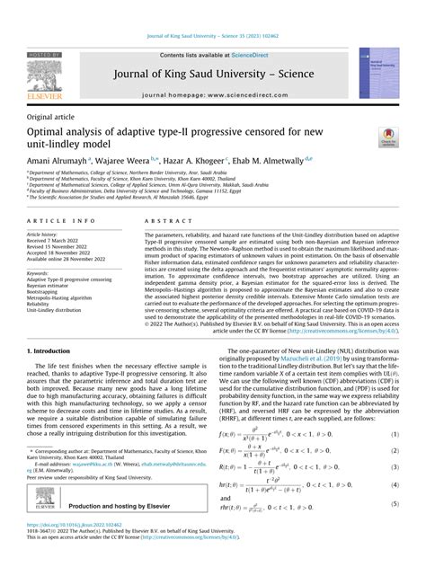 Pdf Optimal Analysis Of Adaptive Type Ii Progressive Censored For New Unit Lindley Model