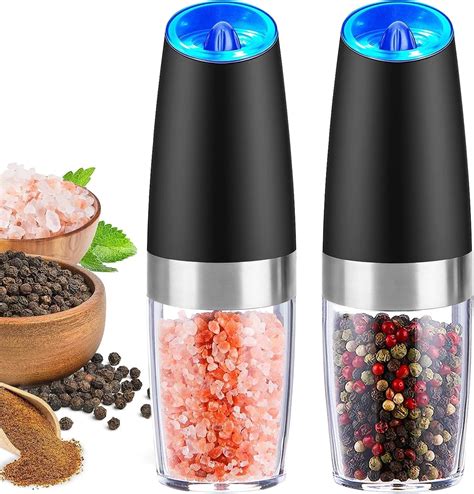 Gravity Electric Pepper And Salt Grinder Set Adjustable Coarseness