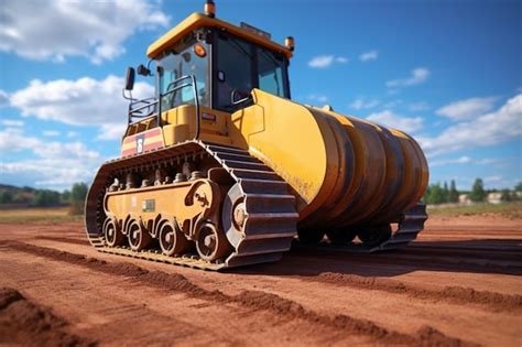 Yellow Vibratory Soil Compactor Work Premium Ai Generated Image