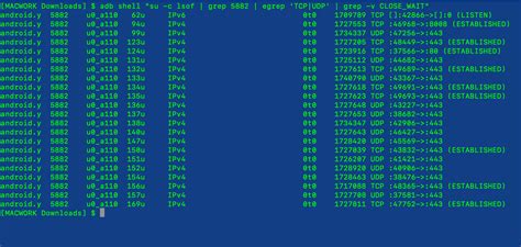 find used ports by an app on android using adb infoheap