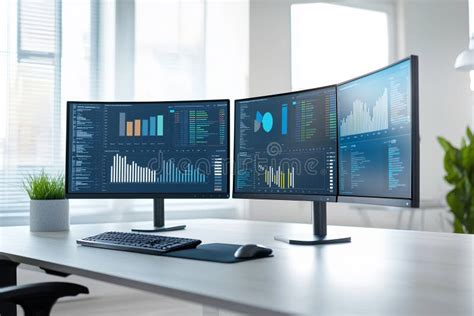 Modern Workspace With Dual Monitors Stock Illustration Illustration Of Analytics Setup 366067154